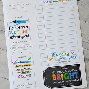 Teacher Highlighter Bright Editable PDF Gift Tag, Instant Download 4 ...
