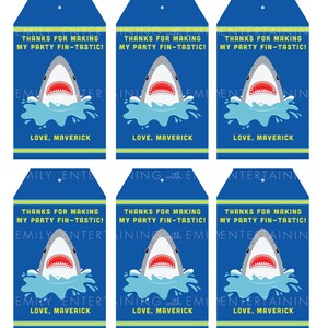 Shark Party Thank You Tags, Goody Bag Tags, Goodie Bag, Party Favors ...