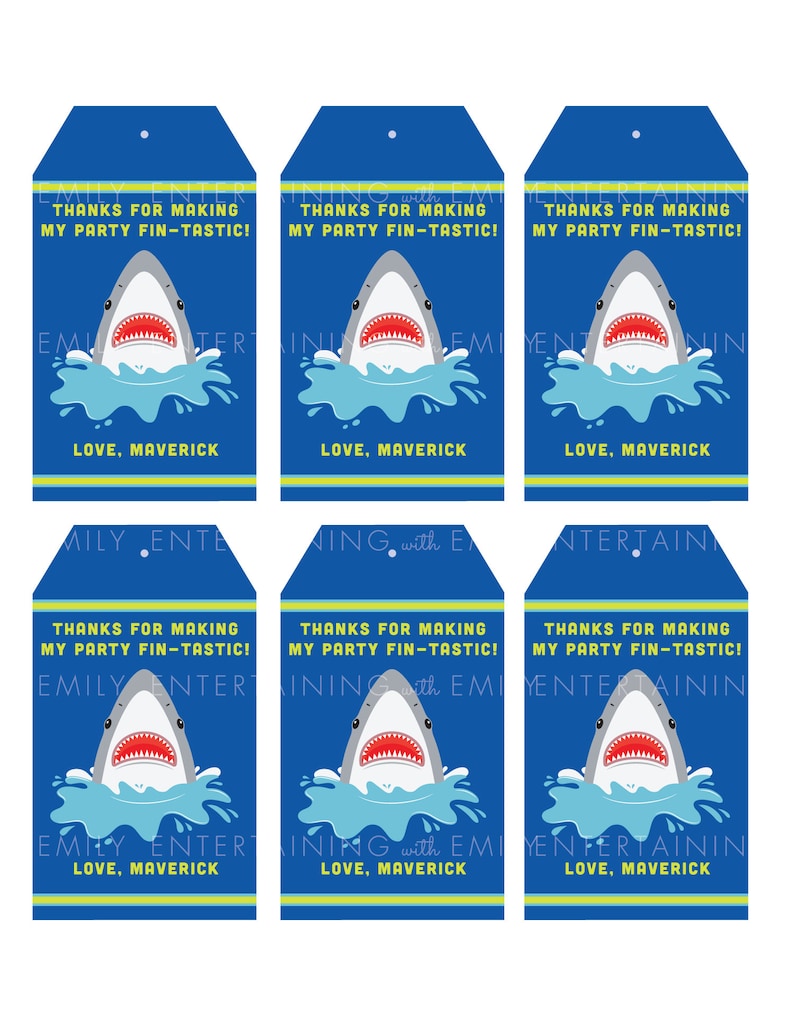 Shark Party Thank You Tags Goody Bag Tags Goodie Bag Party - Etsy