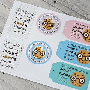 Back to School Teacher Gift, Smart Cookie Printable PDF Gift Tag ...