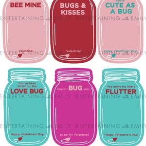 Love Bug Valentines, Happy Valentine's Day, Bee Mine, Mason Jar Bugs ...