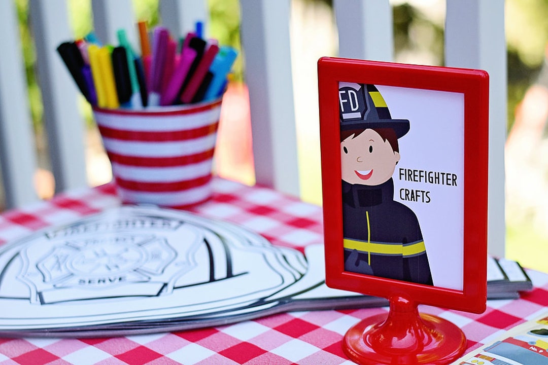 Firefighter Crafts, 4"x6" Printable PDF Instant Download Sign for Craft ...