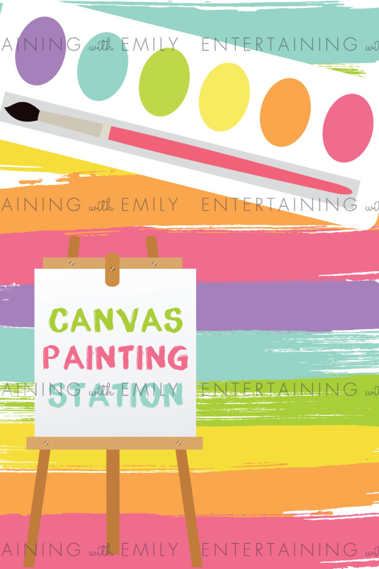 Art Party canvas Painting Station PRINTABLE PDF - Etsy