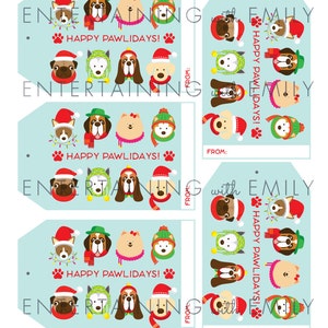 Dog Holiday Gift Tags INSTANT DOWNLOAD PDF, Dog Tags Printable, Puppy ...