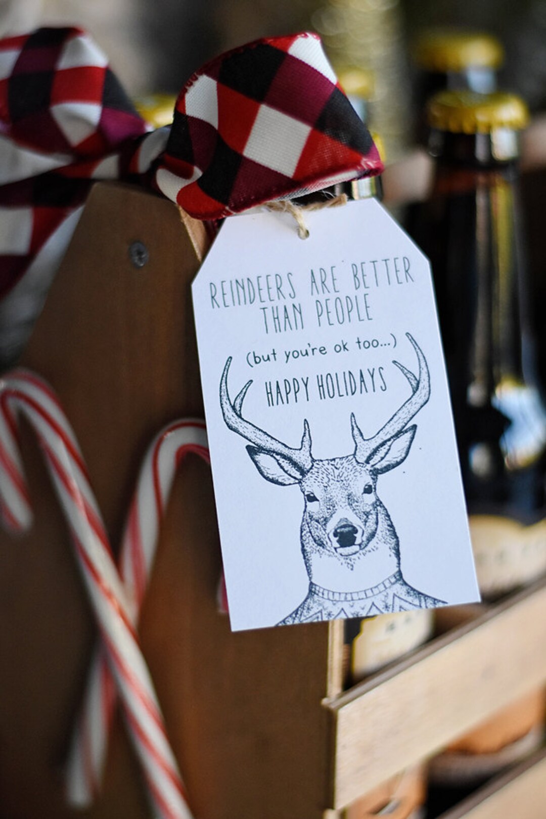 Christmas Reindeer Alcohol Printable Gift Tags - INSTANT DOWNLOAD PDF ...