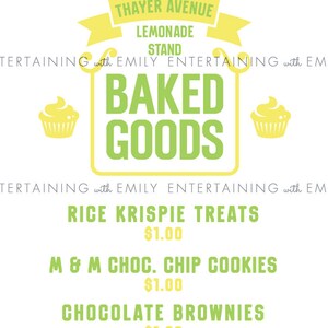 Printable Baked Goods Sign Lemonade Stand, 4"x6" Sign - DIGITAL ...