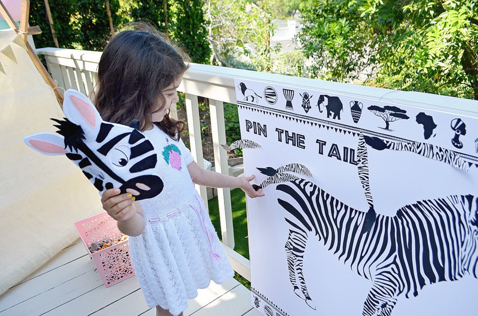 Modern Safari Party - Pin the Tail on the Zebra 36" X 36" INSTANT ...