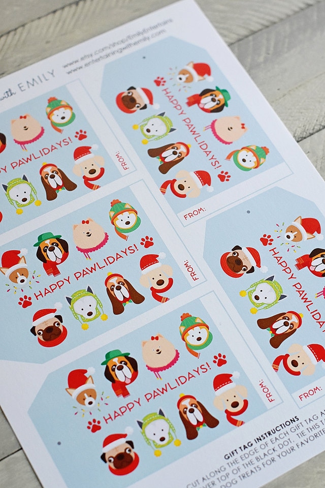 Dog Holiday Gift Tags INSTANT DOWNLOAD PDF Dog Tags | Etsy