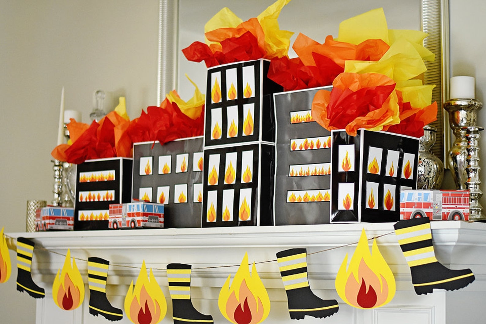 Fire Truck Firefighter printable Party in a Box | Etsy