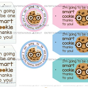 Back to School Teacher Gift, Smart Cookie Printable PDF Gift Tag ...