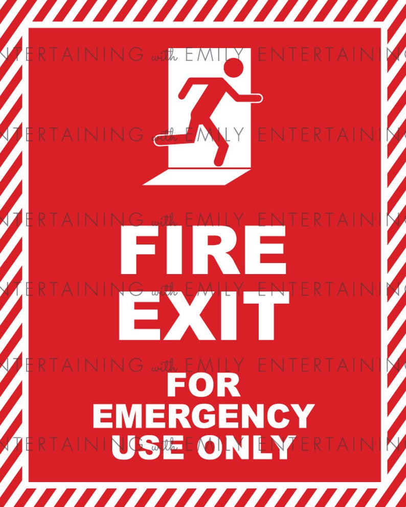 FIRE EXIT for Emergency Use Only 8x10 Printable PDF Instant - Etsy