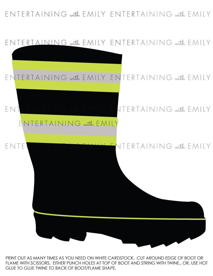 Flame and Fireman Boot Banner Printable PDF Instant Download - Etsy