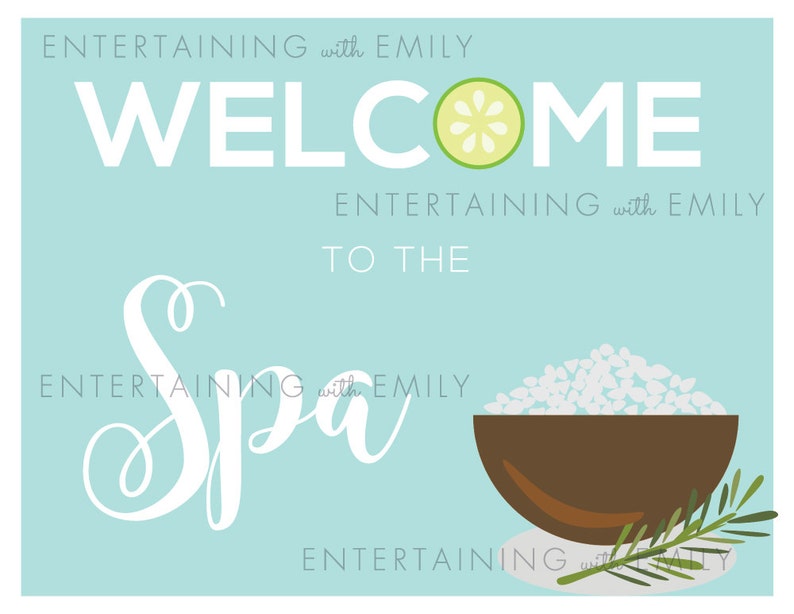 Spa Party Printable 'welcome to the Spa' 8.5" X 11" Sign, INSTANT ...