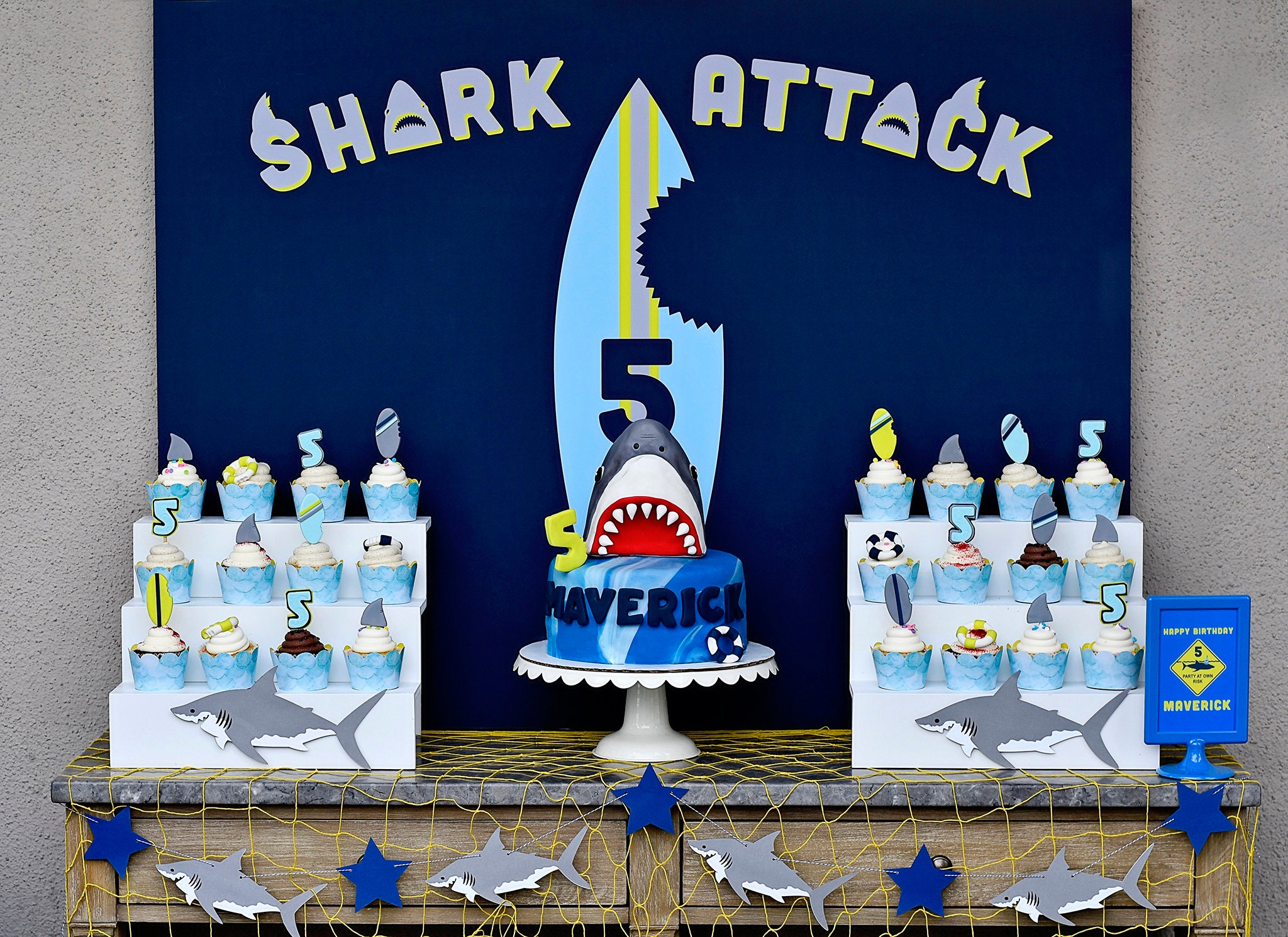 Party Supplies Paper & Party Supplies Shark Welcome Sign Red Blue ...