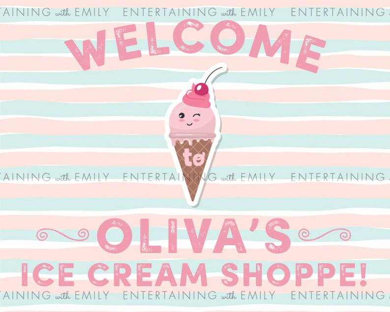 Custom Welcome to the Ice Cream Shoppe Sign W/ Name Printable - Etsy