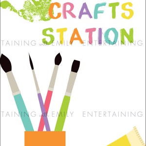 Art Party "wood Crafts Station", PRINTABLE PDF Sign, 4"x6", Instant ...