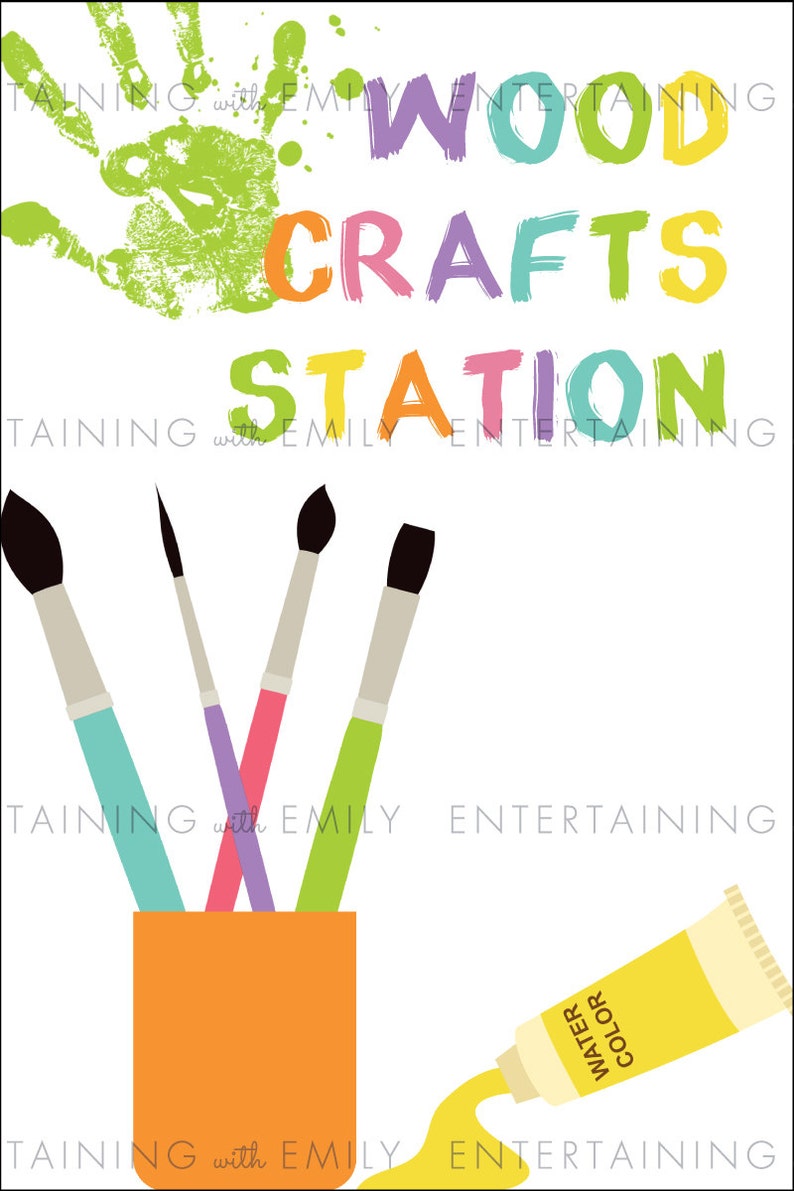 Art Party wood Crafts Station PRINTABLE PDF Sign - Etsy