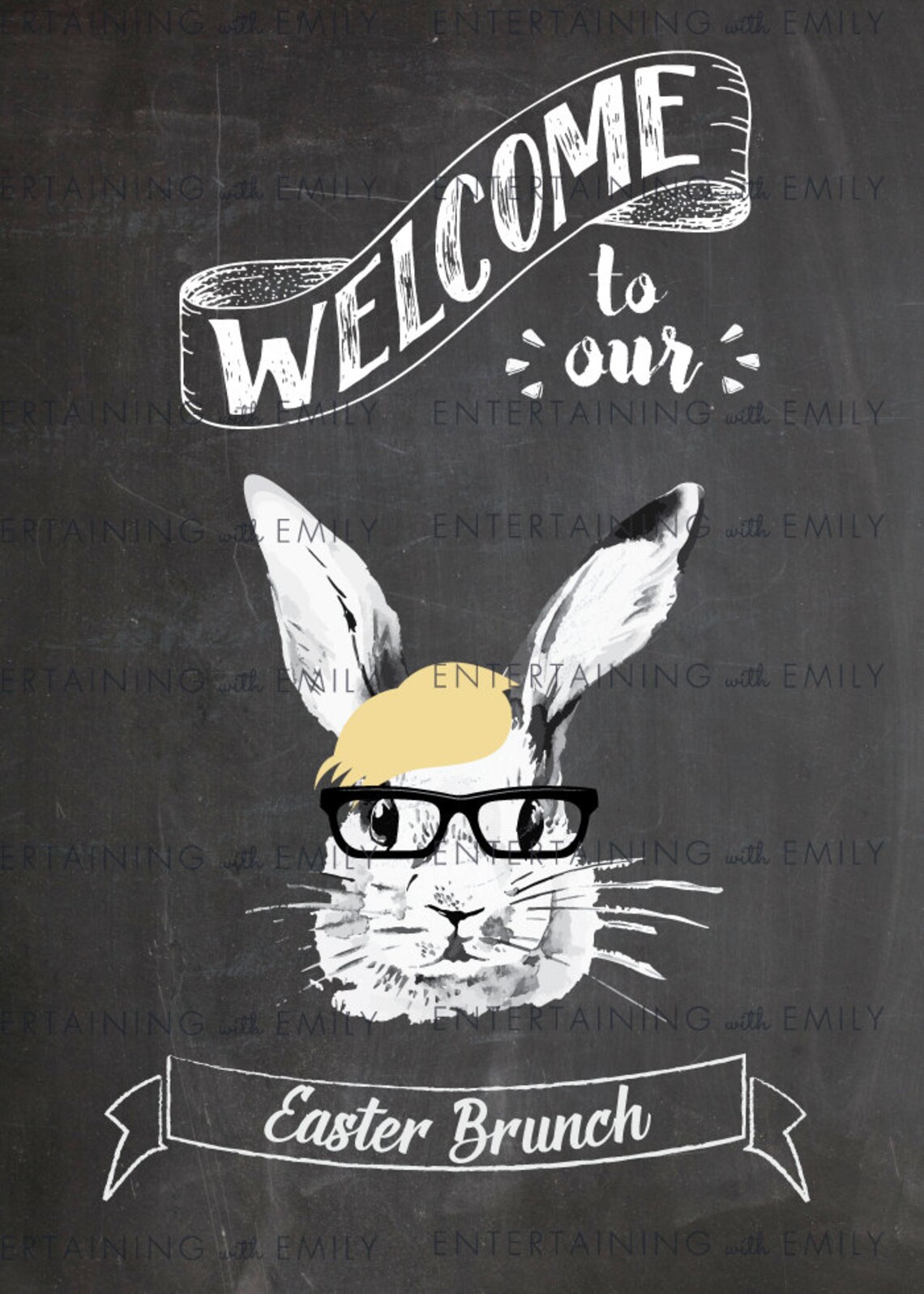 Welcome to Easter Brunch Bunny Party Hipster Bunny Instant - Etsy