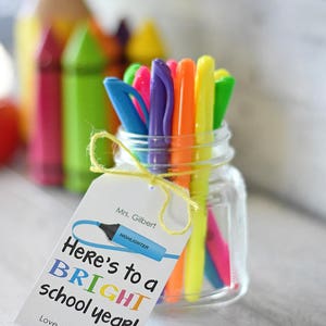 Teacher Highlighter Bright Editable PDF Gift Tag, Instant Download 4 ...