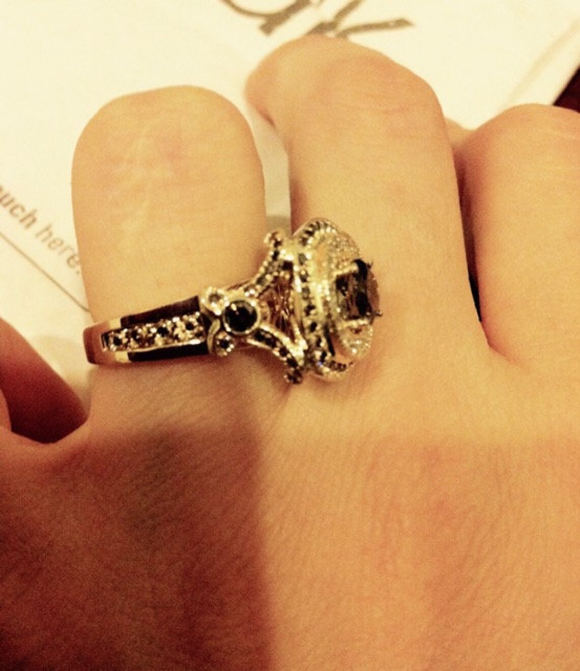 Statement Right-hand Ring With Genuine White and Brown - Etsy