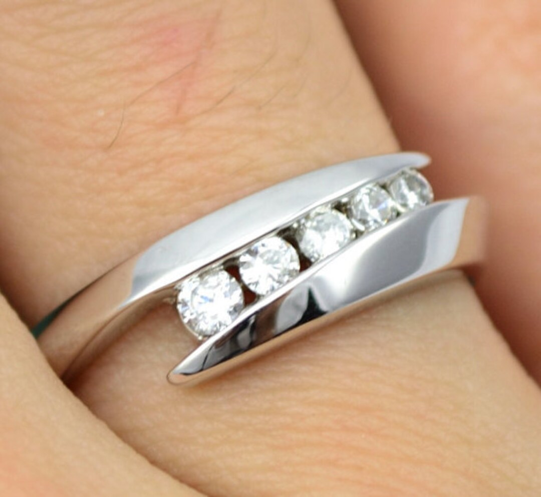 WEDDING BYPASS White Gold Ring , Engagement Ring, Anniversary Band ...