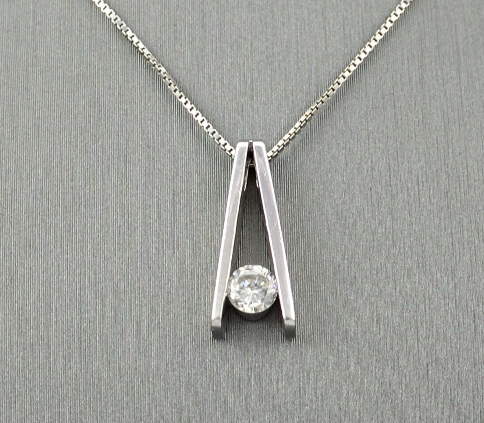 White Gold Diamond Necklace White Gold Pendant14 Karat White - Etsy
