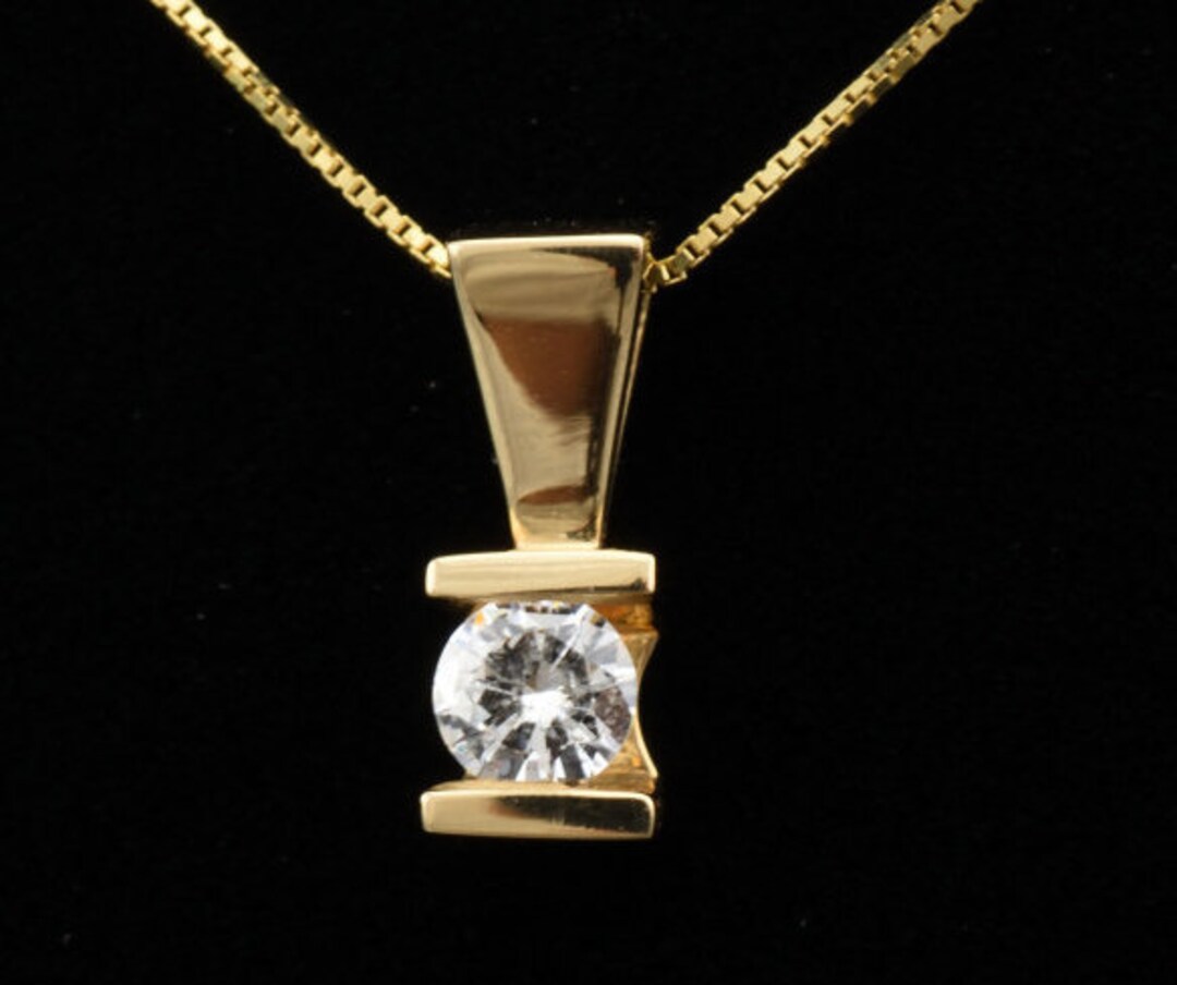 0.25CT Diamond Solitaire Channel Set Necklace/solitaire Diamond Pendant ...