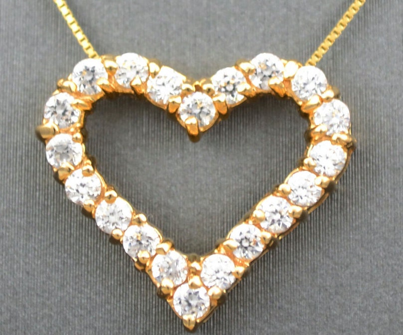 Bridal Genuine Diamonds Heart Necklace/14k Gold 0.50CT Diamond Heart ...