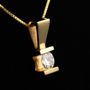 0.25CT Diamond Solitaire Channel Set Necklace/solitaire Diamond Pendant ...