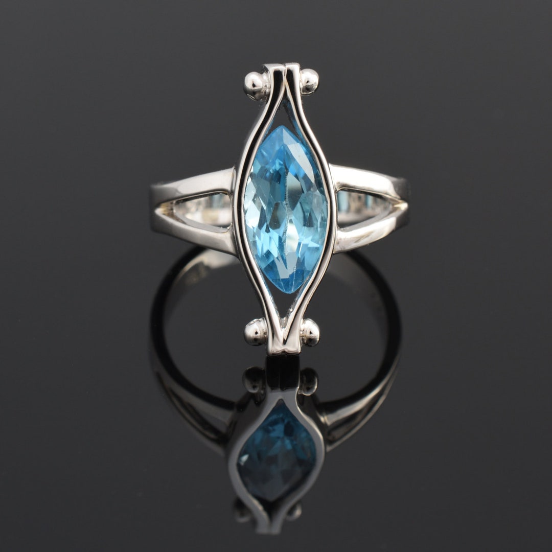 Uniquely Designed Open Concept Ring With Genuine 12x6 Marquise Shaped ...