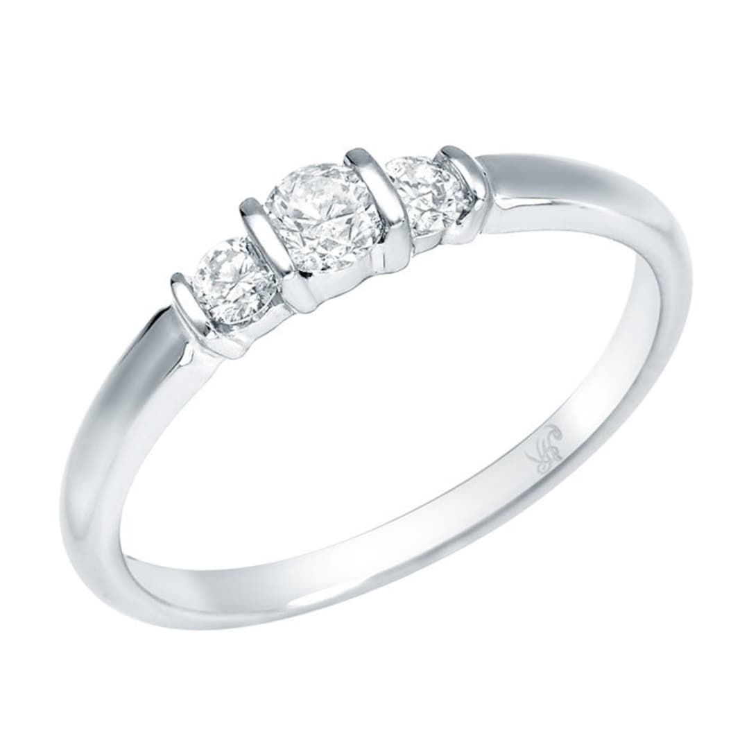 0.25ct Genuine Diamonds Bar Set in a Trilogy Style Two-tone Ring/three ...