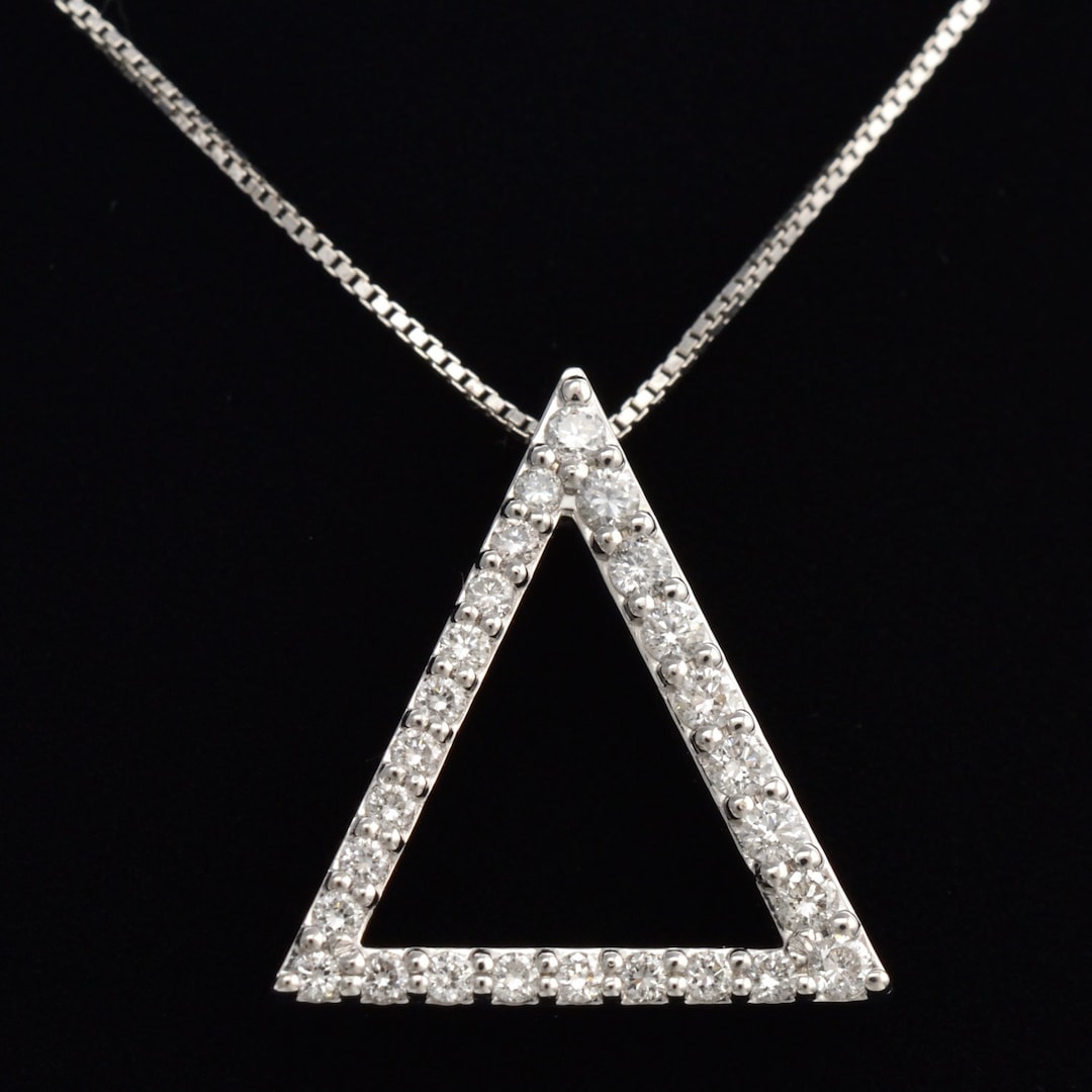 0.45CT Diamond Triangle Shape Necklace/triangle Shape Pendant/diamond ...