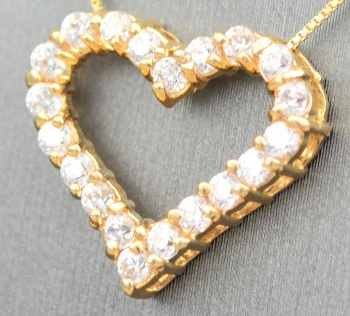 Bridal Genuine Diamonds Heart Necklace/14k Gold 0.50CT Diamond Heart ...