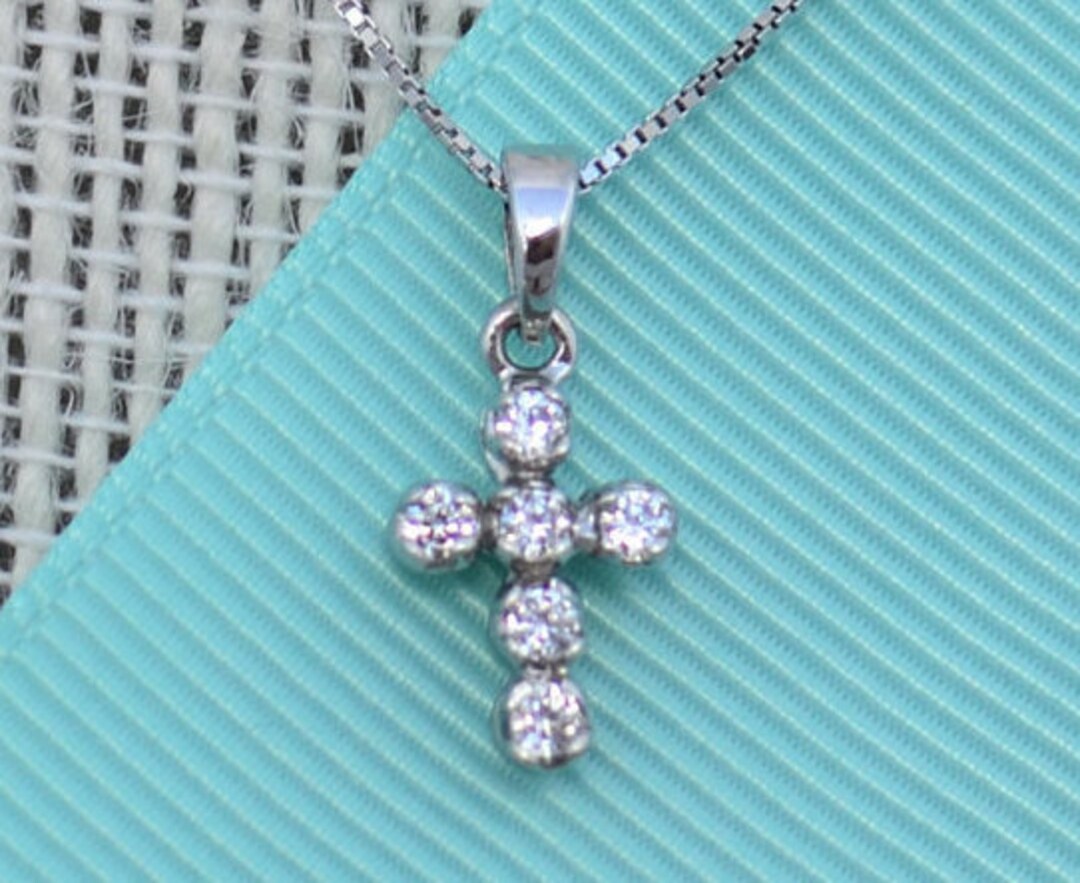 SMALL CROSS Gold Necklace, Small Cross, Birthday Gift,prong Set Gold ...