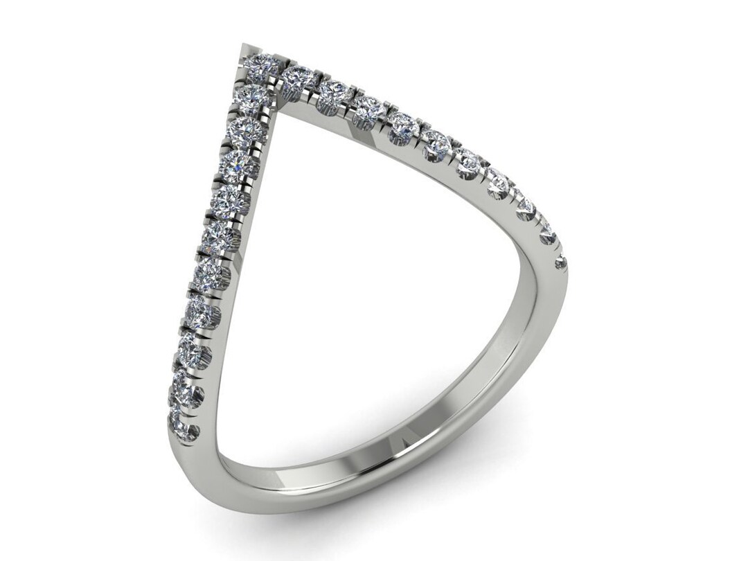 14K Gold Chevron Ring With 0.25 Ctw Diamond Shared Prong Setting - Etsy