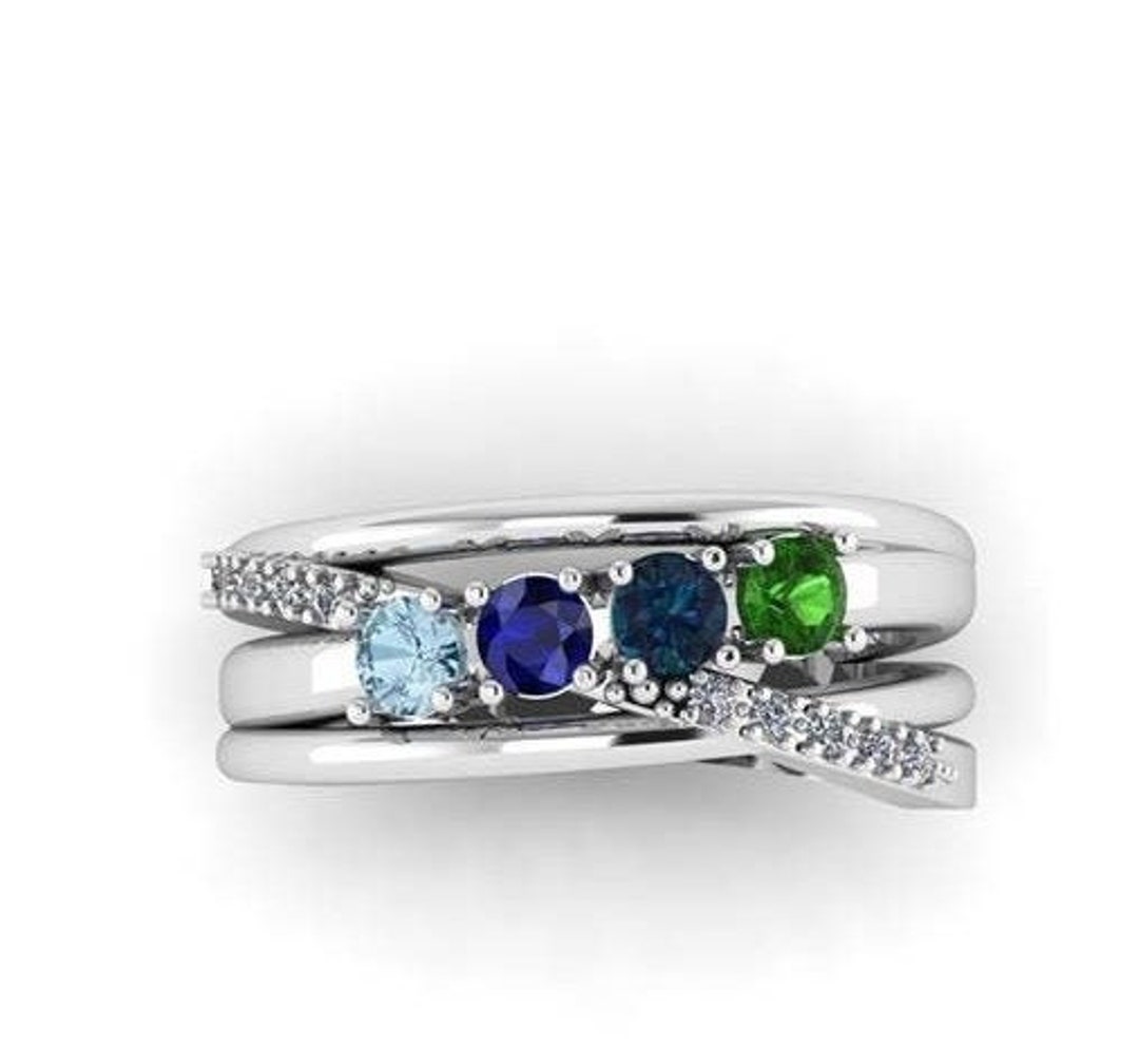 Personalized Mother's Day Ring With Genuine Diamonds Ring and ...