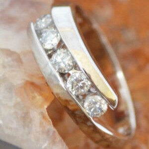 WHITE Gold Wedding Ring, Anniversary Sim Diamond Ring, Proposal Wedding ...