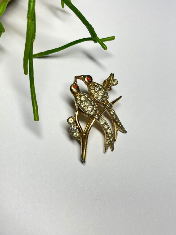 1950s - Adorable vintage golden rhinestone couple bir… - Gem