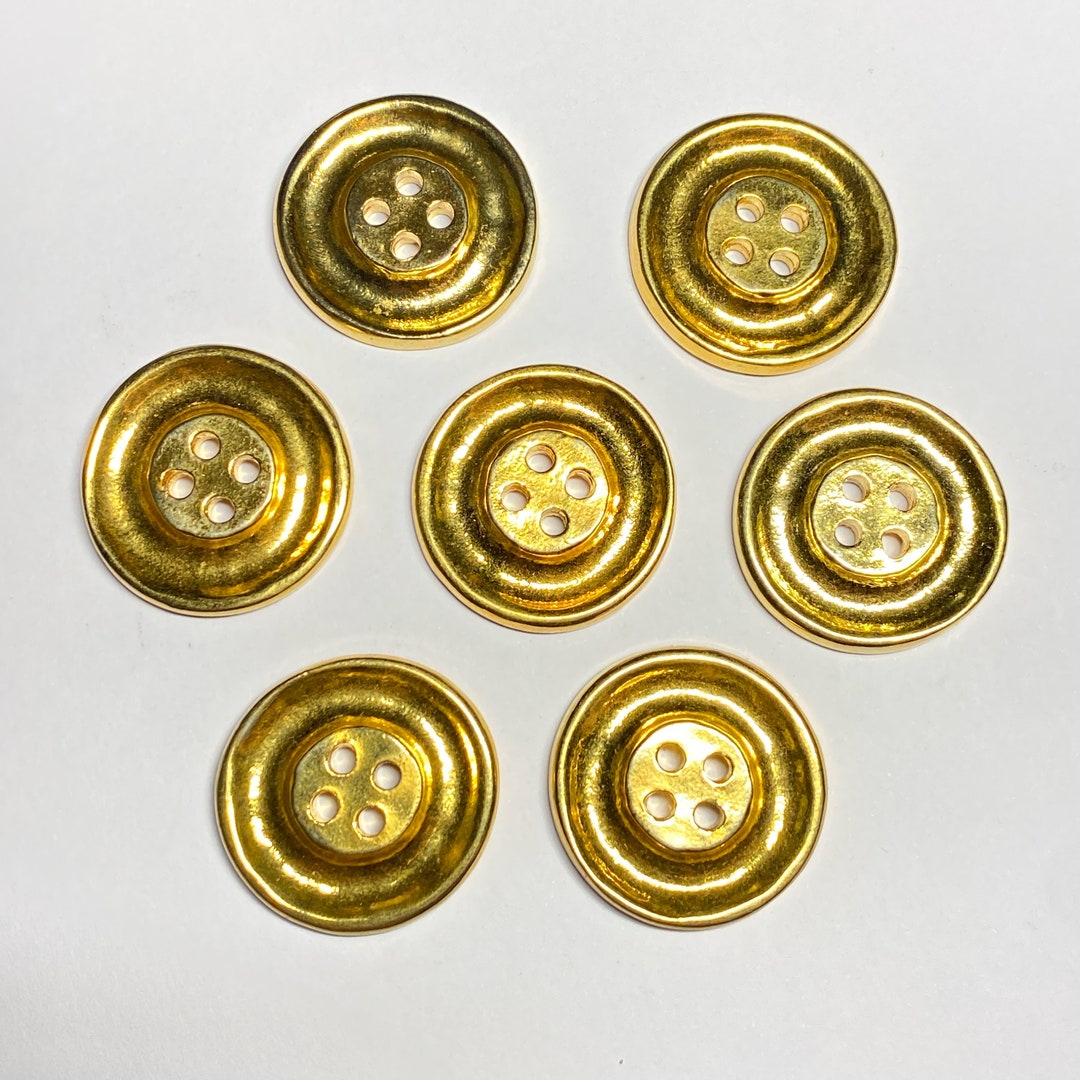 Solid and Heavy Vintage Golden Buttons Very Good Quality Old Sewing ...