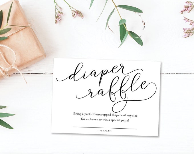 Diaper Raffle Card Insert / Bring Diapers Baby Shower Card / - Etsy