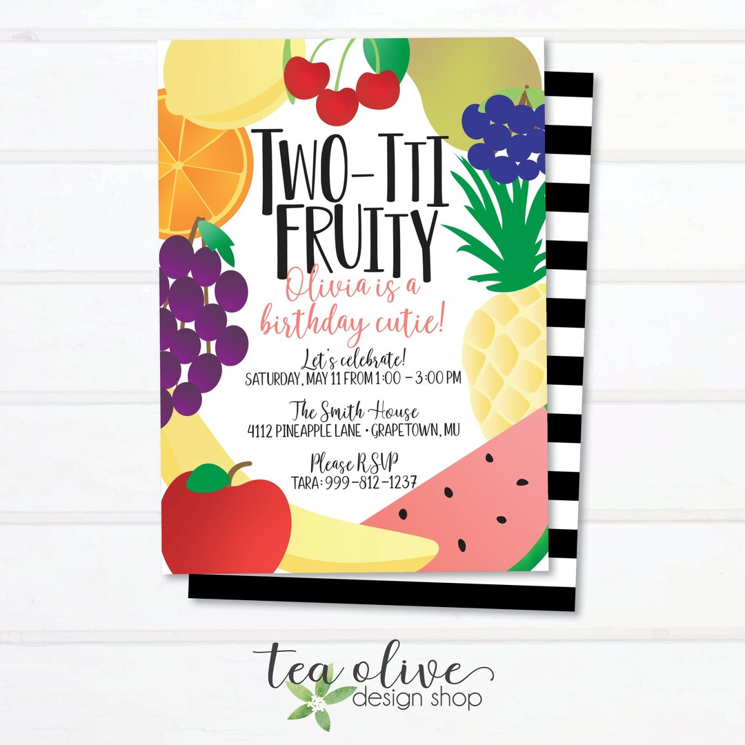 Twotti Fruity Birthday Invitation: Colorful Fruit Party (digital ...