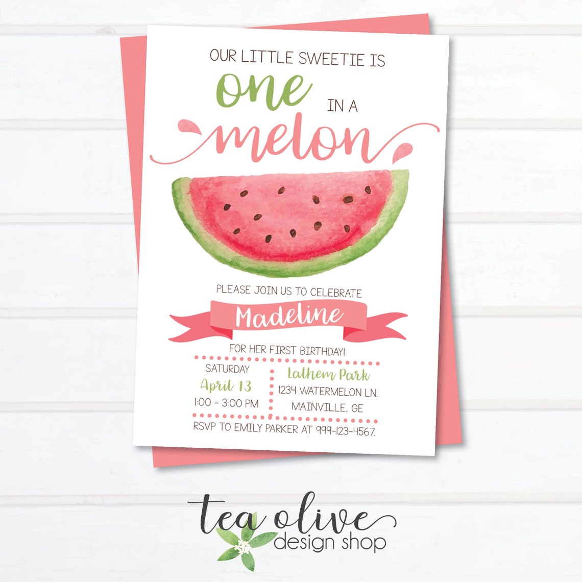 Watermelon Birthday Party Invitation With Photo / One in a | Etsy
