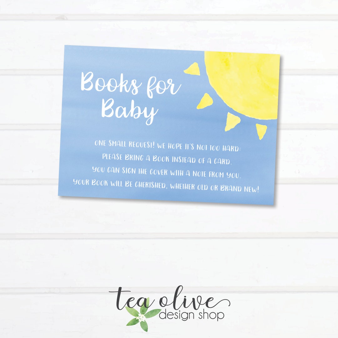 Sunshine Books for Baby Card / Book Card Insert for Baby Shower / You ...