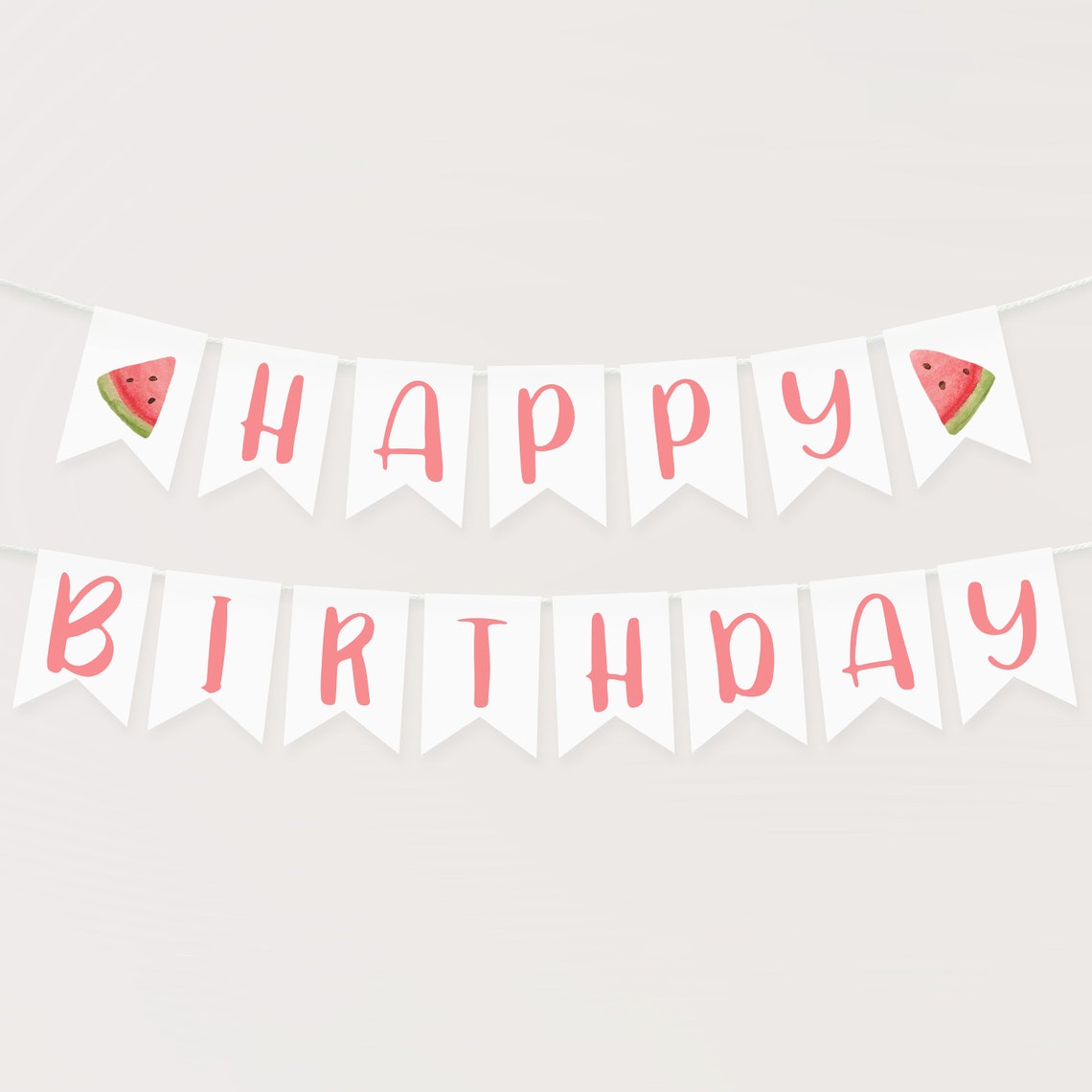 One in a Melon Birthday Banner / Printable Watermelon Bunting - Etsy