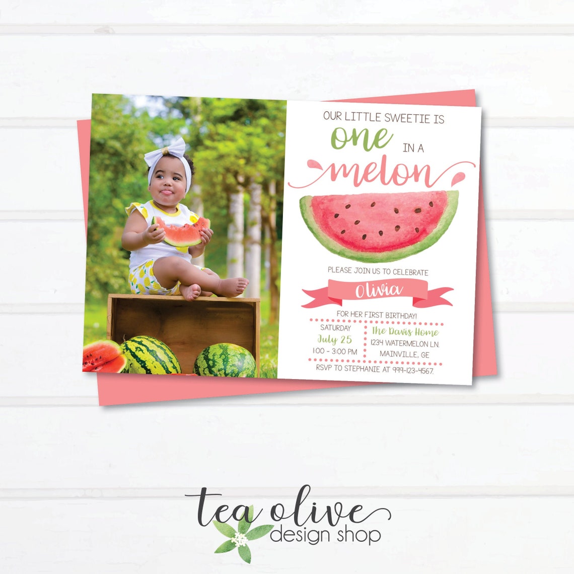 Watermelon Birthday Party Invitation With Photo / One in a | Etsy