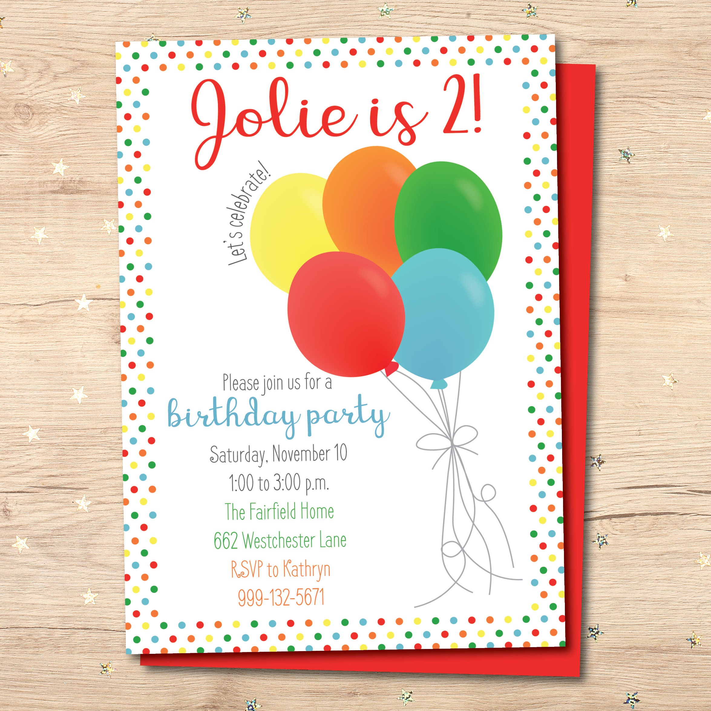 Balloon Birthday Party Invitation: Classic Gender Neutral Design ...