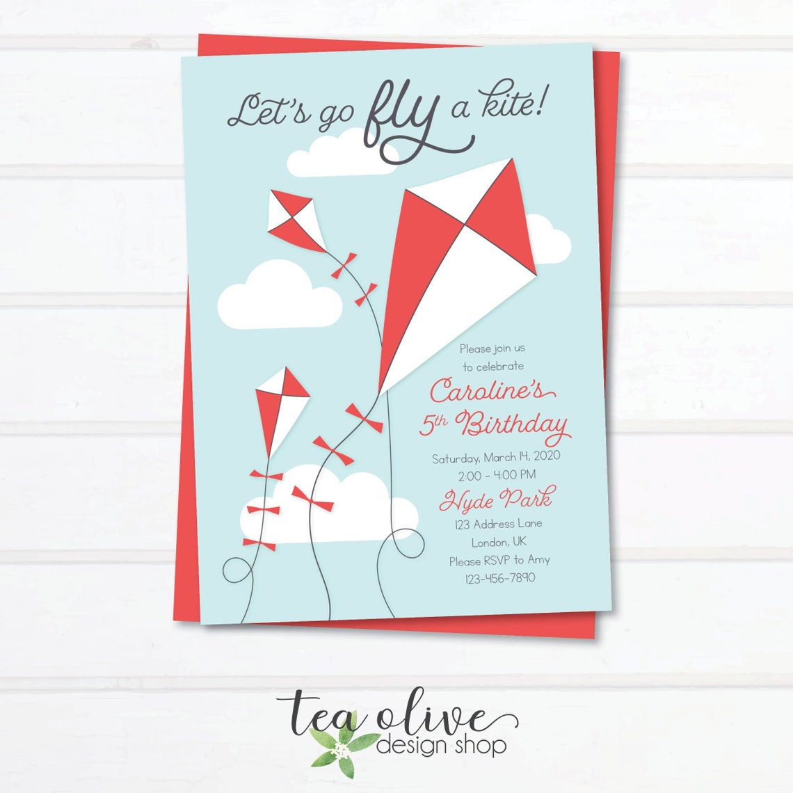 Kite Birthday Party Invitation / Park Birthday Invite / | Etsy