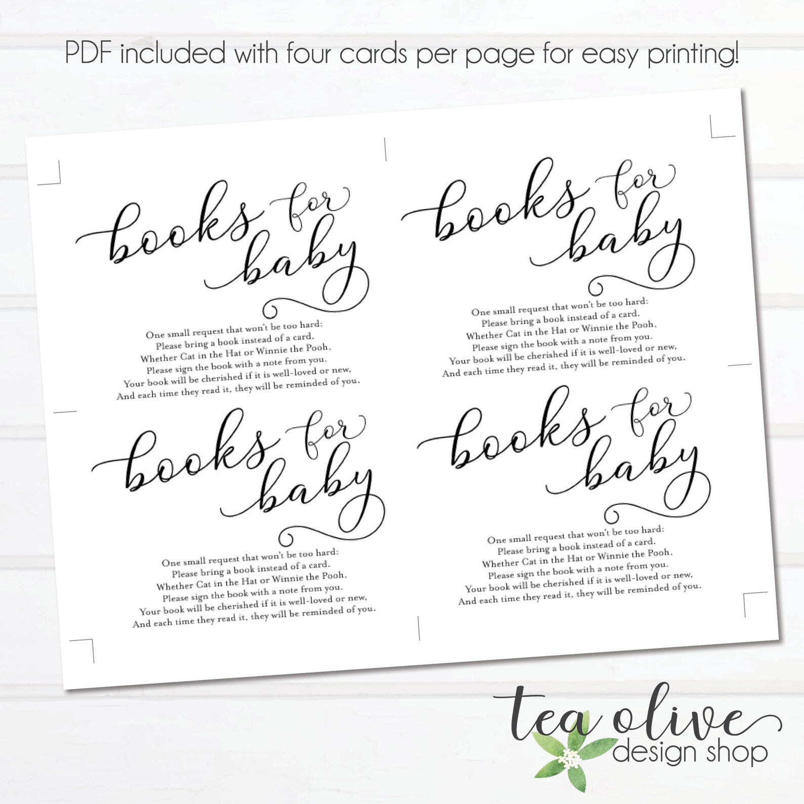 Books for Baby Card Insert for Baby Shower / Baby Shower | Etsy