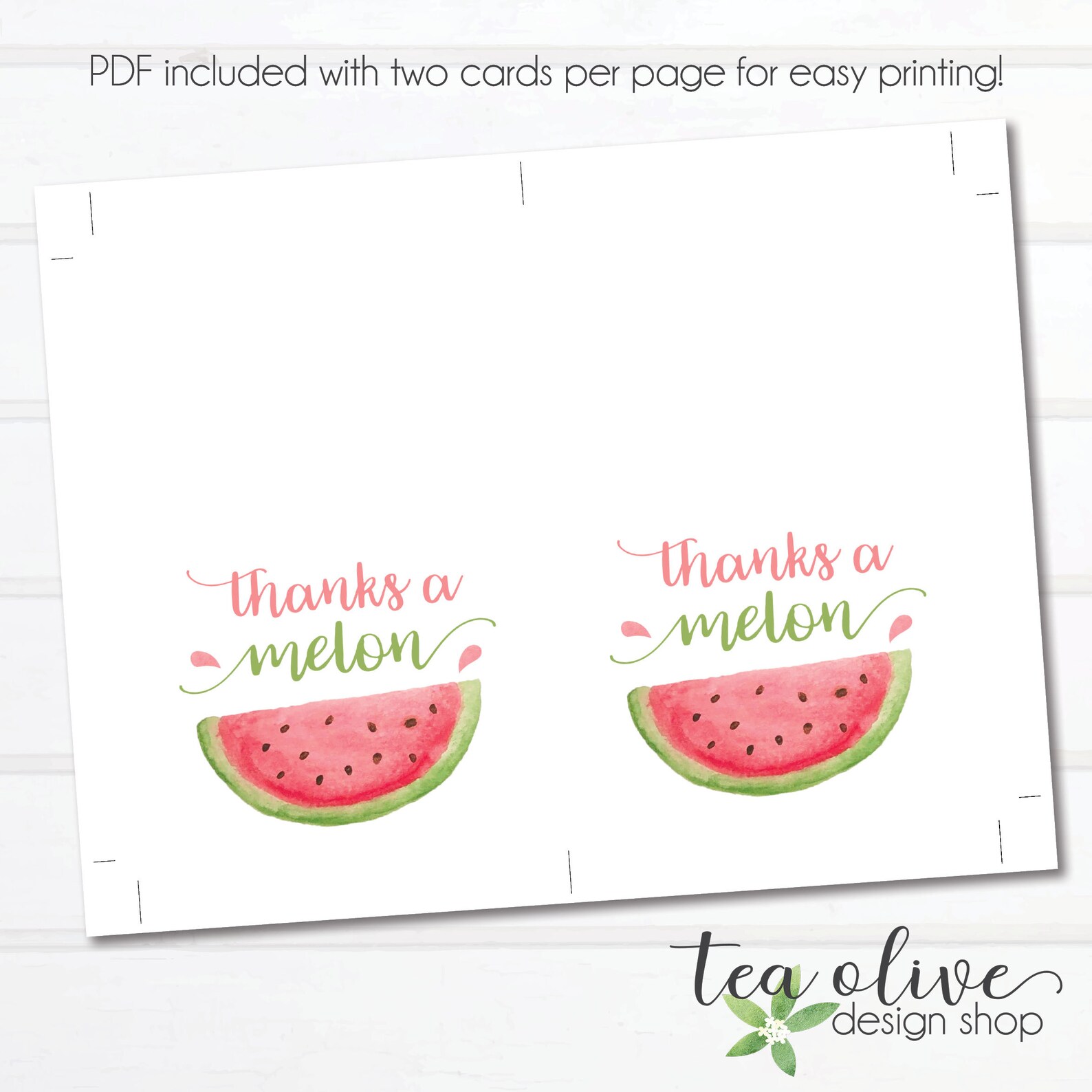 Watermelon Thank You Card / Printable Thanks a Melon Card / | Etsy