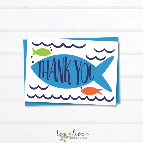 Fish Thank You Card / Printable Gone Fishing Thank You Note / | Etsy